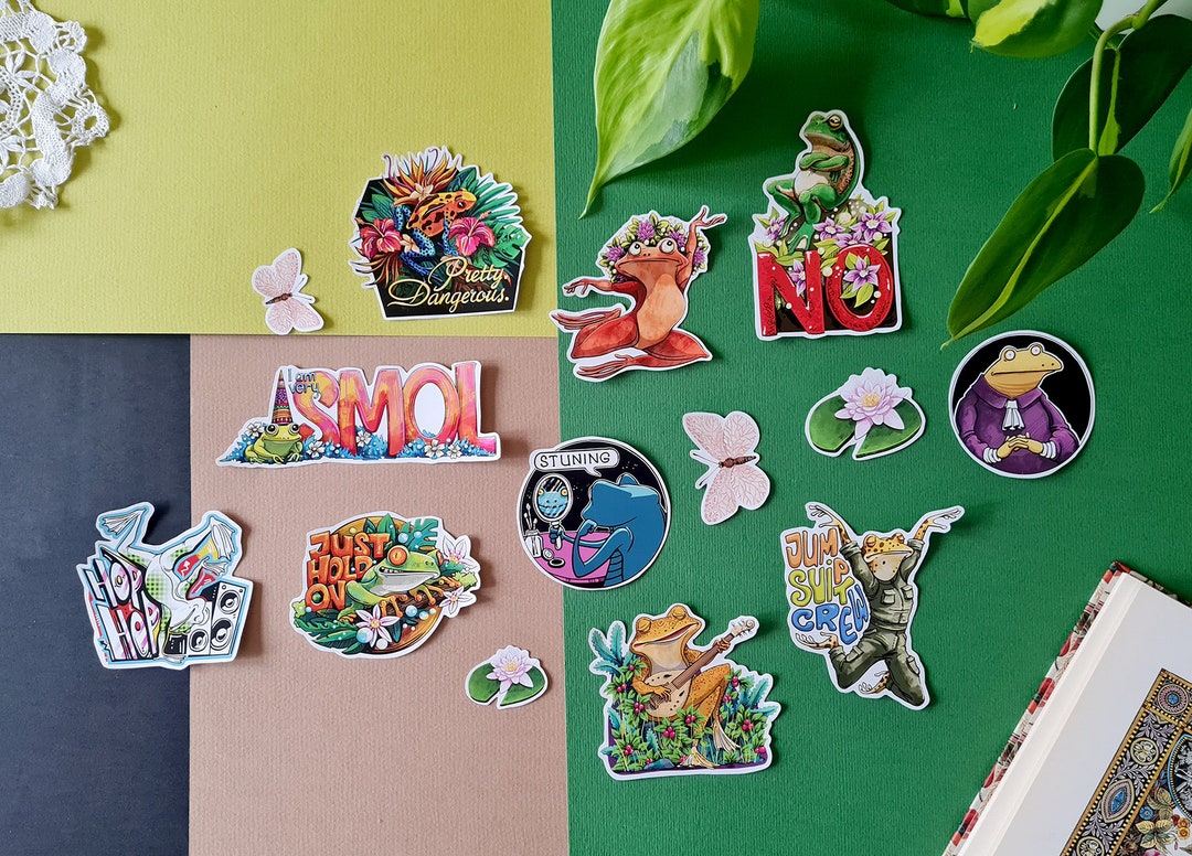 Frog Vinyl Sticker Set, Funny and Cute Original Art - Etsy