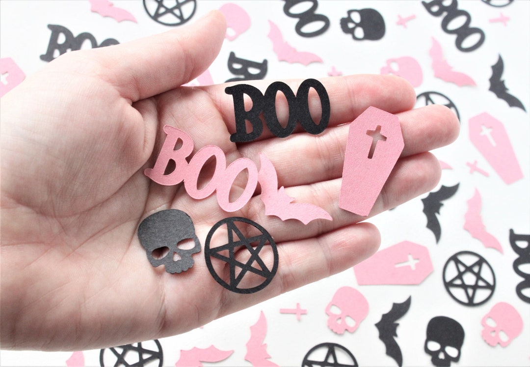 Pastel Goth Halloween Confetti pink and Black - Etsy