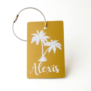 Palm Tree Luggage Tag FREE SHIPPING, Gold and White Luggage Tag ...