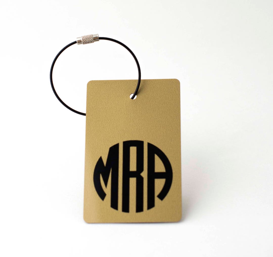 Monogram Luggage Tag FREE SHIPPING, Gold and Black Personalized ...