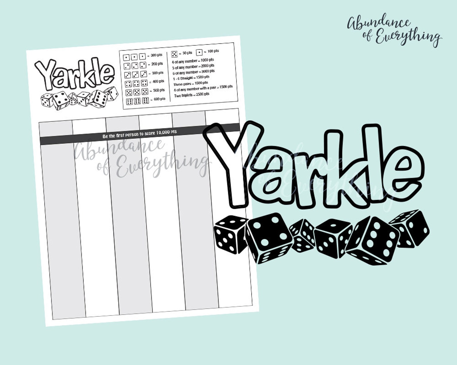 Yarkle farkle Digital Cut File & PDF Score Card Score - Etsy Canada