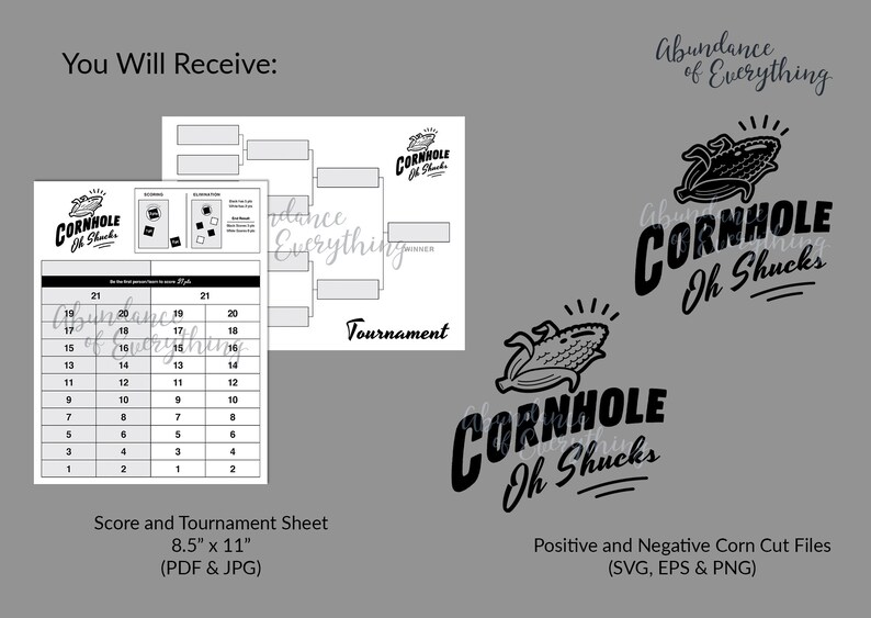 Cornhole (oh Shucks!) - Digital Cut File & PDF Score Card, Score Sheet ...