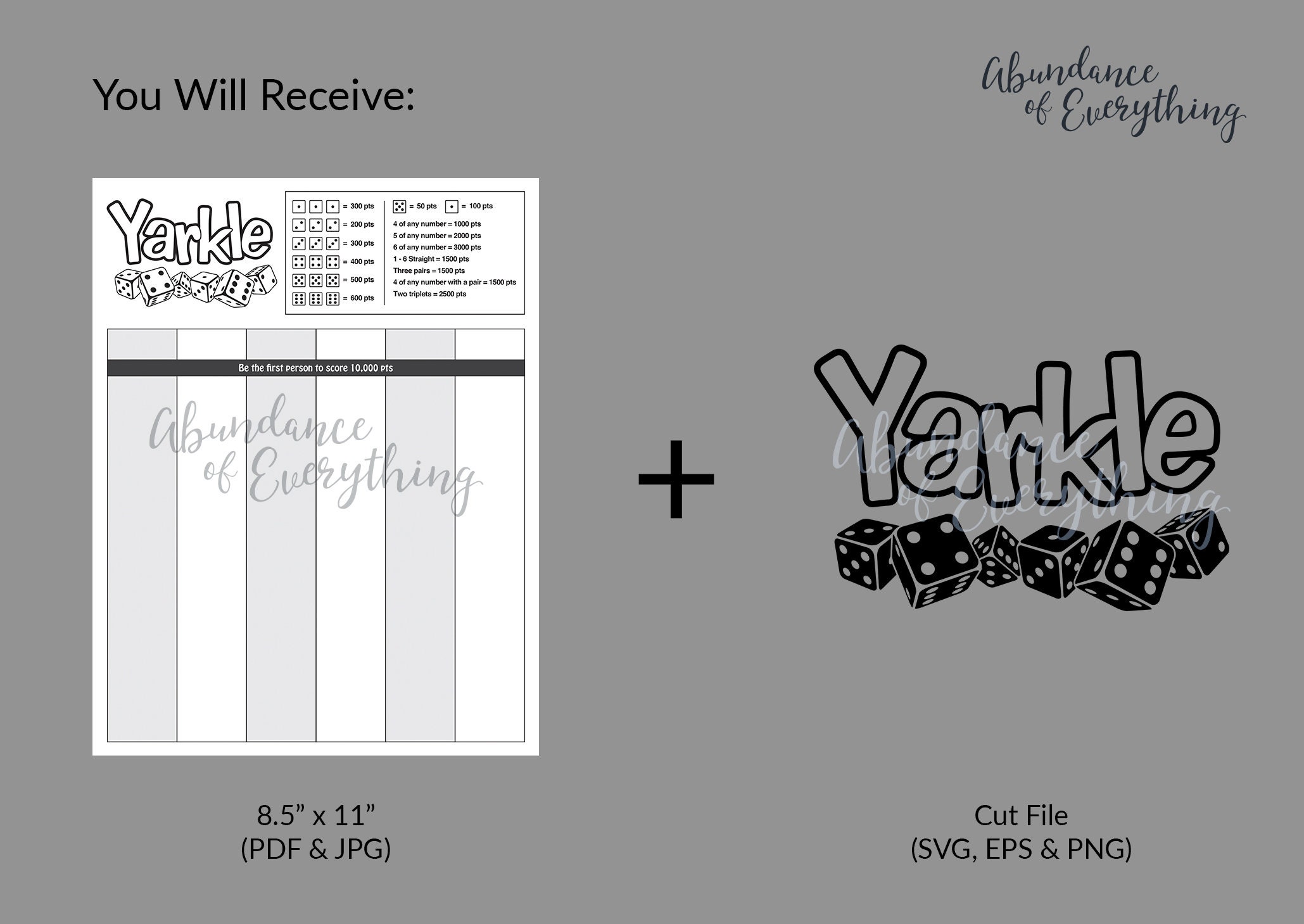 Yarkle farkle Digital Cut File & PDF Score Card Score - Etsy Canada