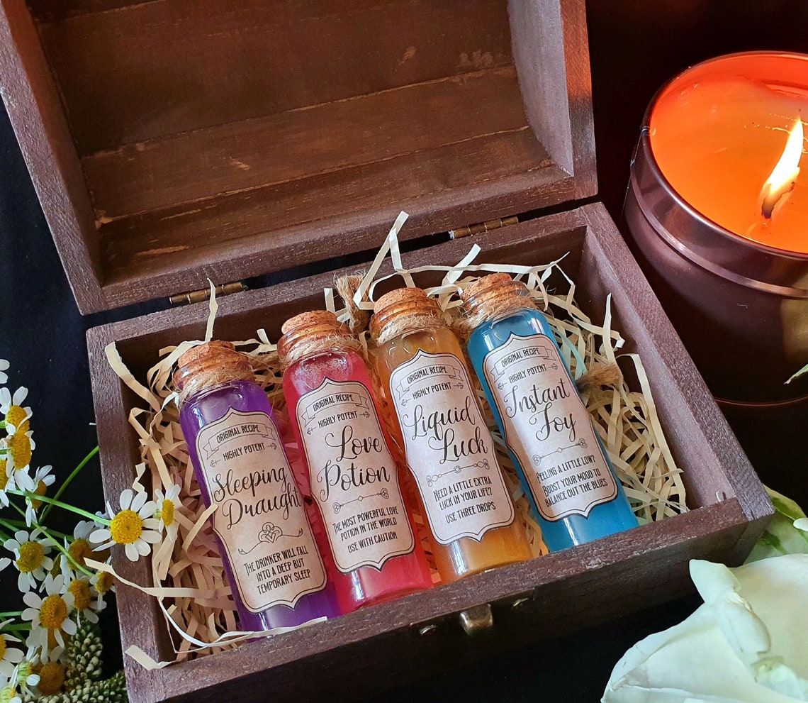 Swirling Potion Set With Wooden Chest Decorative Prop D&D - Etsy UK