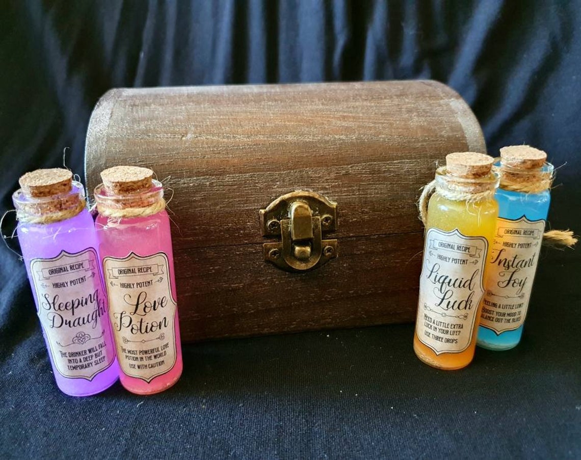 Swirling Potion Set With Wooden Chest Decorative Prop D&D - Etsy UK