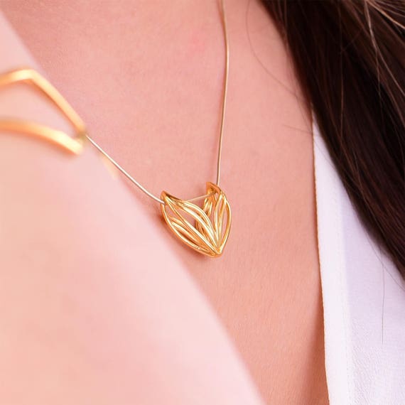 SWINGS Serene Pendant with chain. 18k Gold Plated Brass. | Etsy