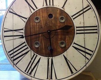 Nautical 32 Inch Wooden Wire Spool Clock / Housewarming Gift/ | Etsy