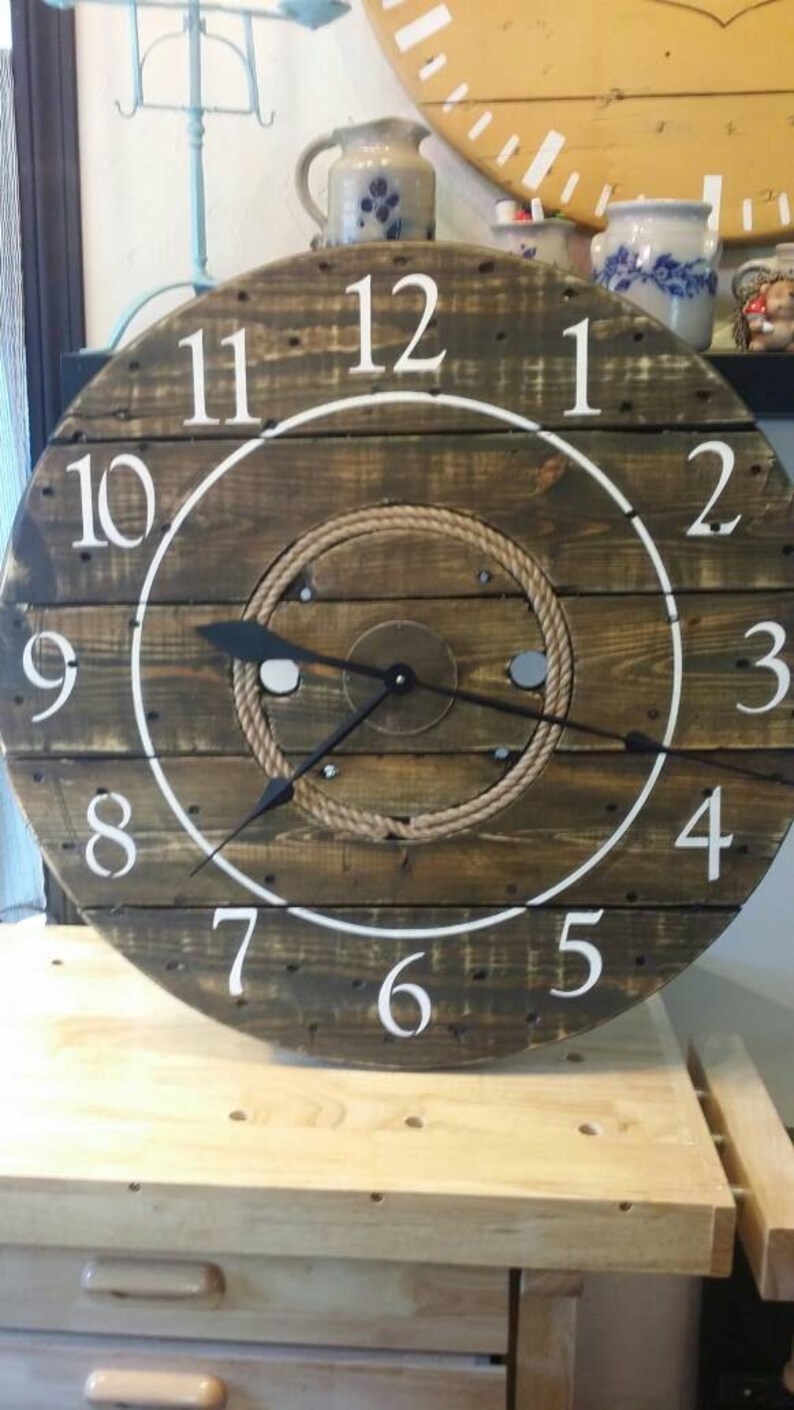 29 Inch Rustic Wire Spool Clock / Wall Decor / Housewarming - Etsy