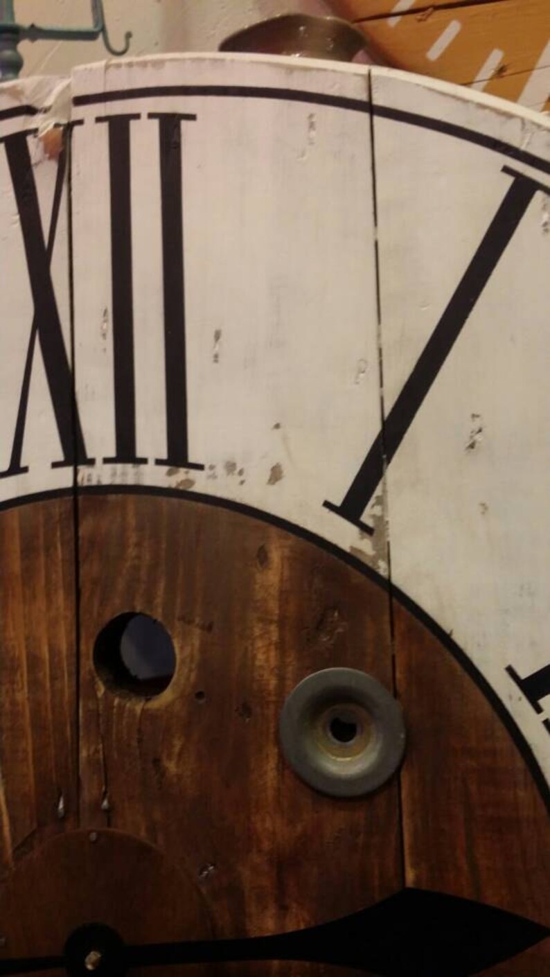 32 Inch Farmhouse Wire Spool Clock/ Wall Decor / Gift / Shabby - Etsy