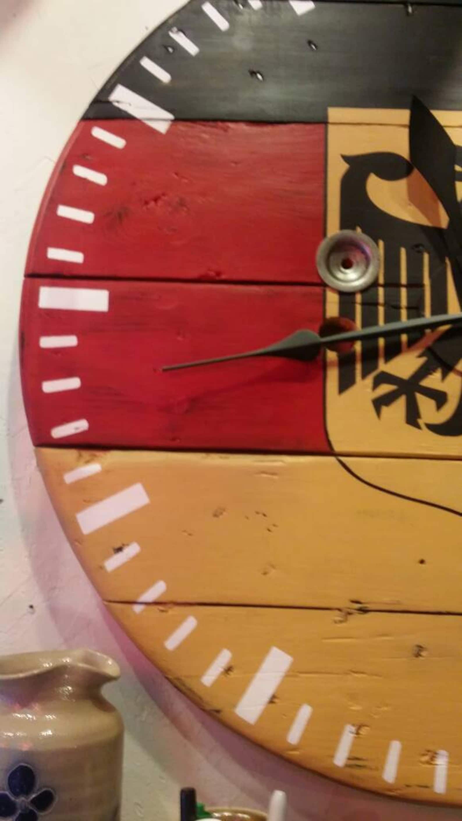German Flag Wire Spool Clock / Oversized Wooden Clock / Great ...