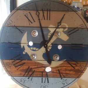 Rustic 32 Inch Nautical Cable Wire Spool Clock /anchor Clock ...