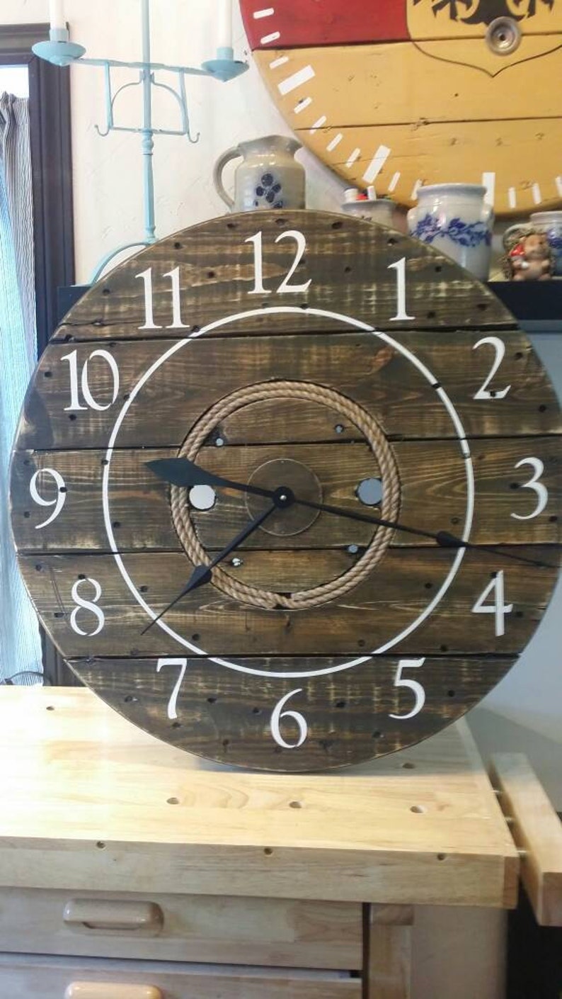 29 Inch Rustic Wire Spool Clock / Wall Decor / Housewarming - Etsy