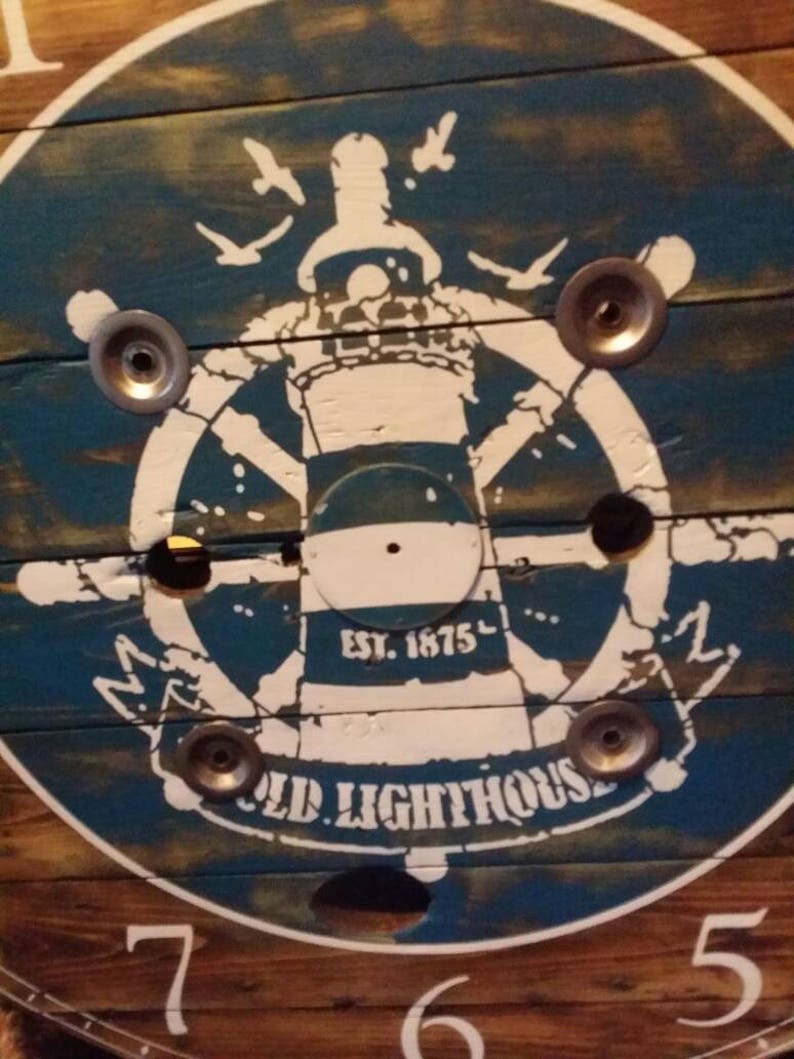 Lighthouse 36 Inch Wooden Wire Spool Clock / Nautical Decor / - Etsy