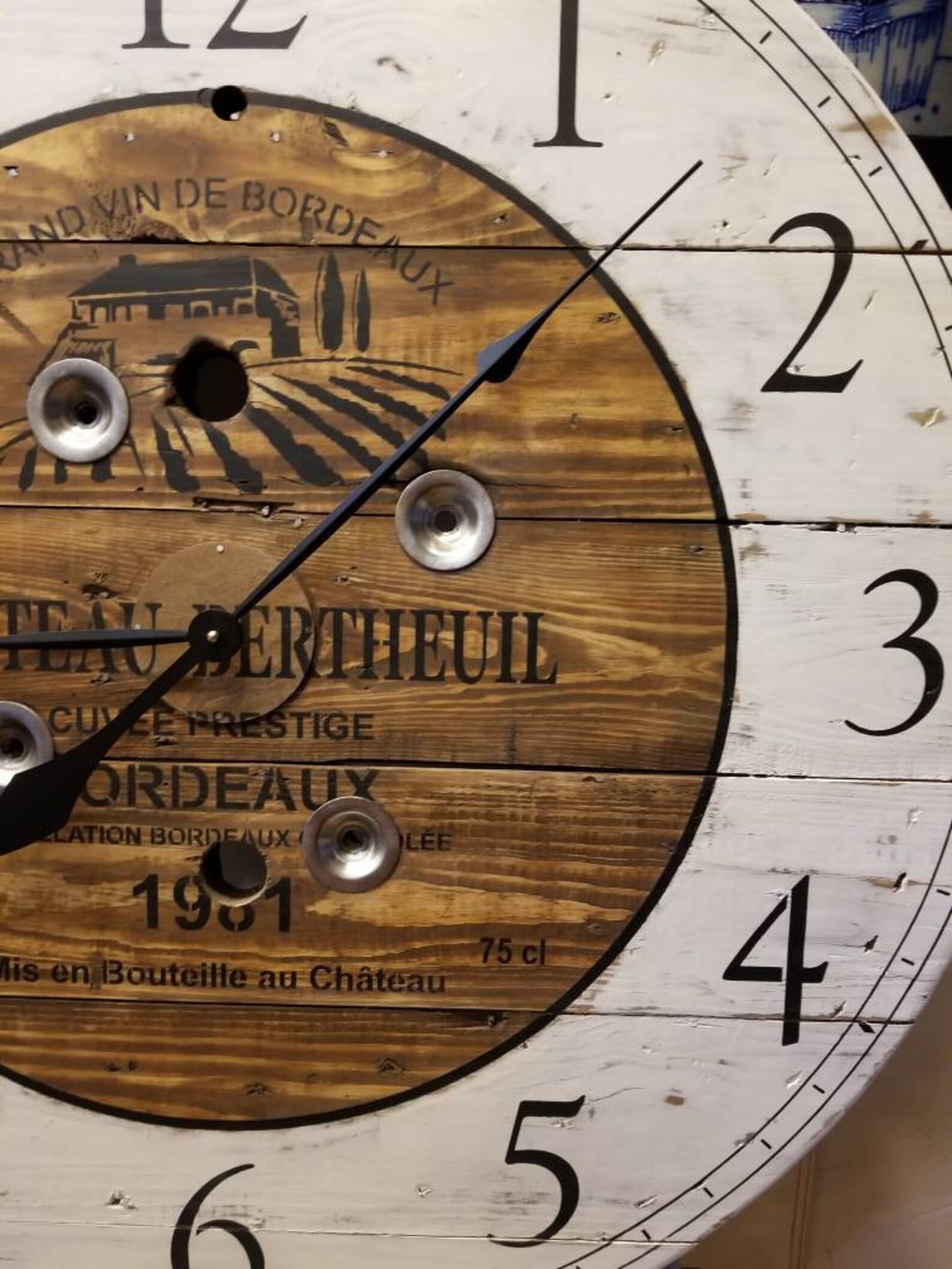 36 Inch Wooden Wire Spool Clock / Shabby Chic French Wine - Etsy