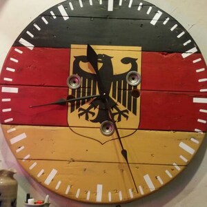 German Flag Wire Spool Clock / Oversized Wooden Clock / Great ...
