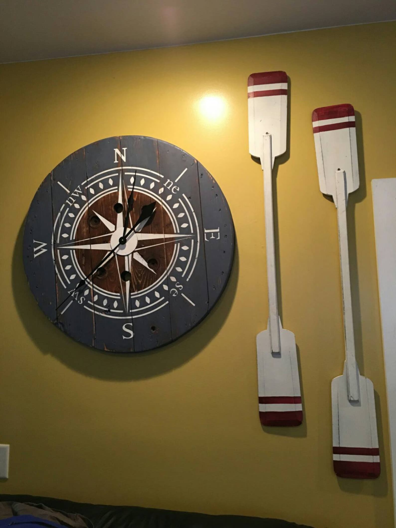 Recycled Wooden Wire Spool Wall Clock 32 in Nautical - Etsy