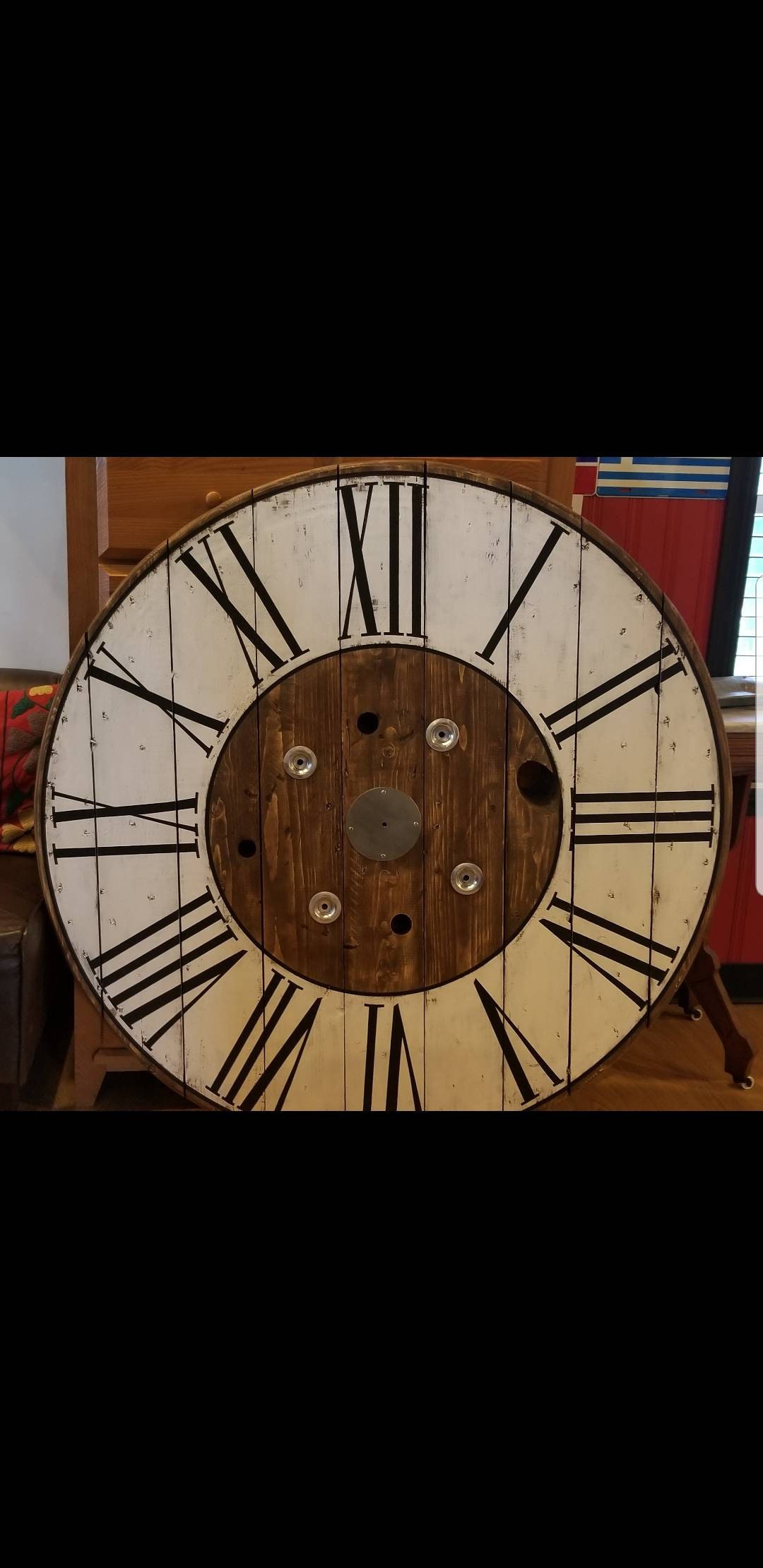 3236 or 48 Inch Cable Wire Spool Farmhouse Clock / Oversized - Etsy