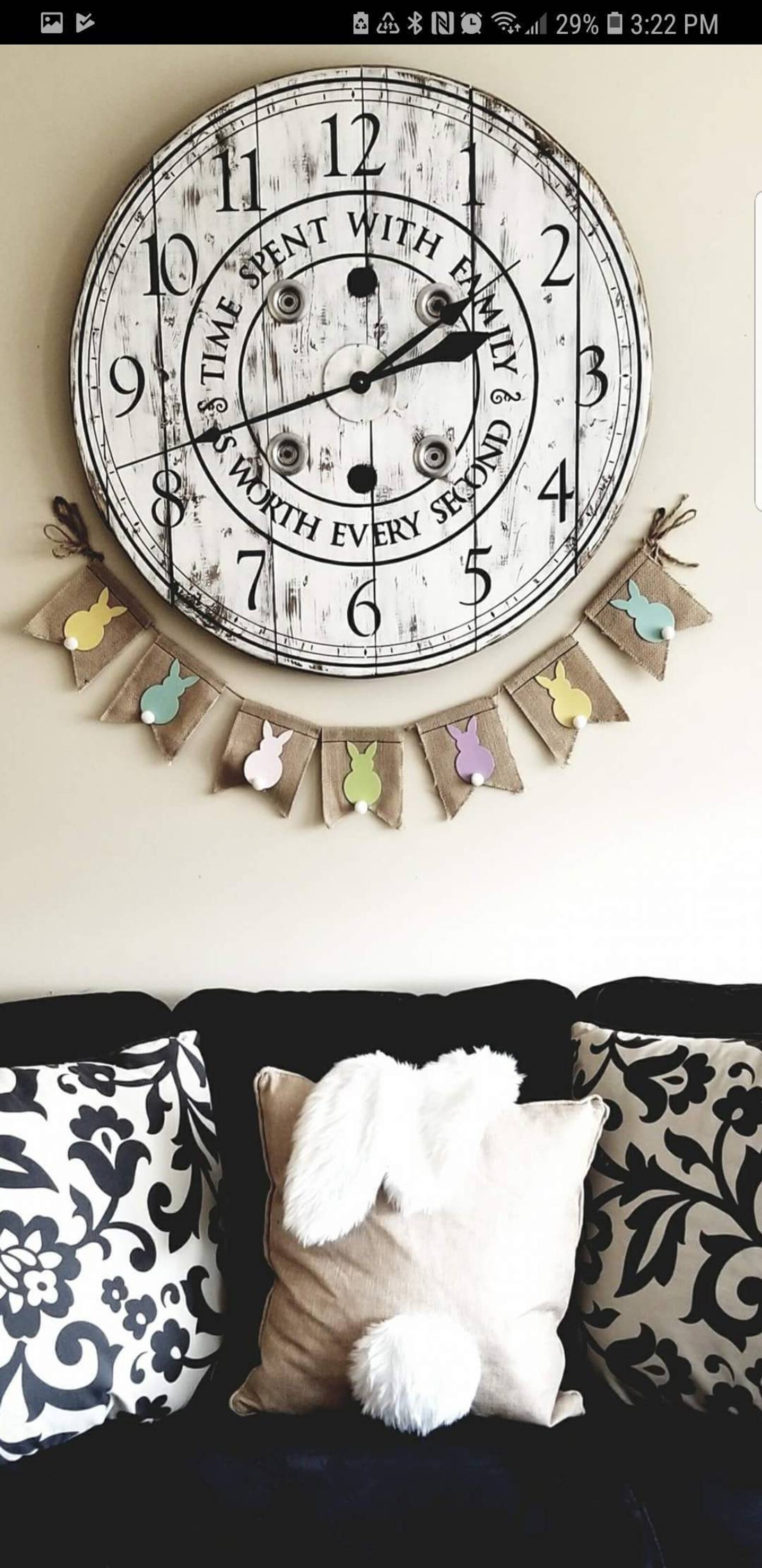 32 Inch Cable Wire Spool Clock / Farmhouse / Oversized Wall Clock ...