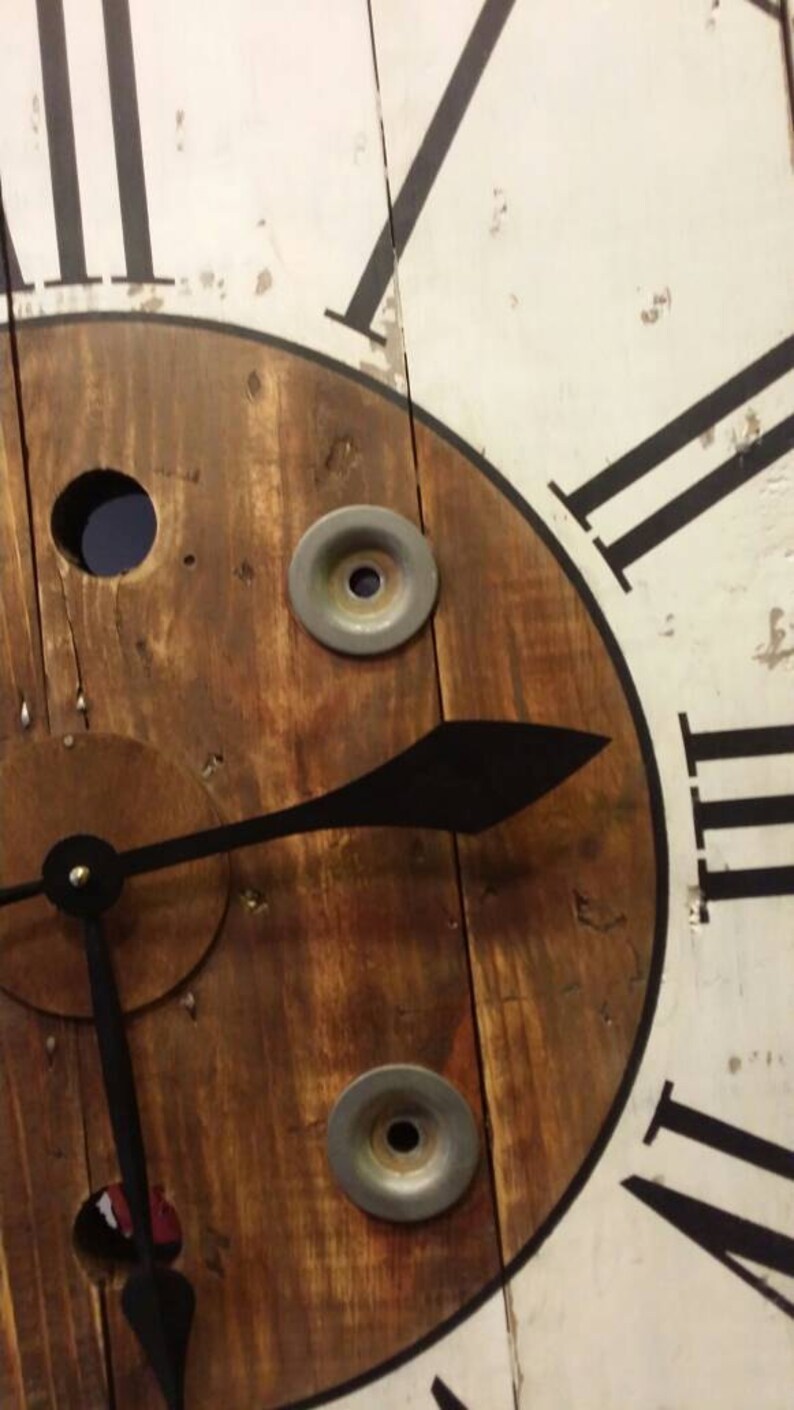 32 Inch Farmhouse Wire Spool Clock/ Wall Decor / Gift / Shabby Chic ...