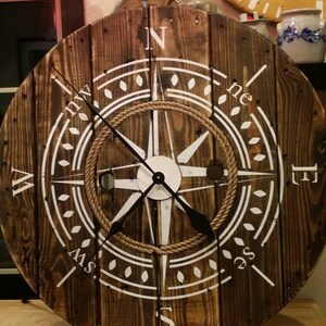 Nautical 32 Inch Wooden Wire Spool Clock / Housewarming Gift/ Rustic ...