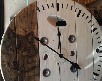 Nautical 32 Inch Wooden Wire Spool Clock / Housewarming Gift/ | Etsy