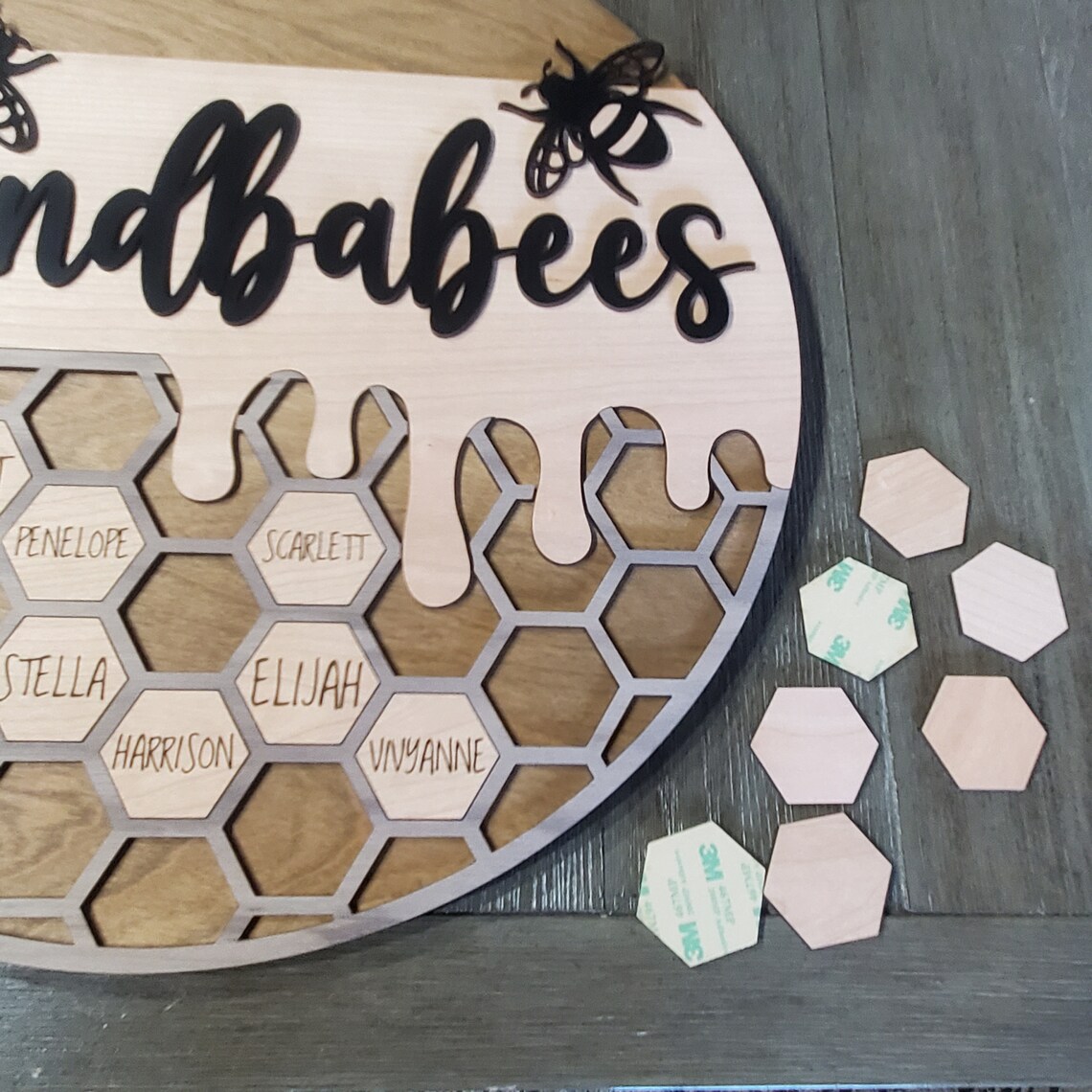 Bee Hive Grandkids Sign.family Tree, Unique Grandkids Name Sign ...