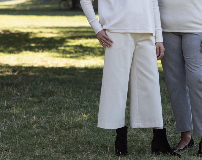 Organic Cotton Wide-leg TRIADIC Pants in Ecru - Etsy