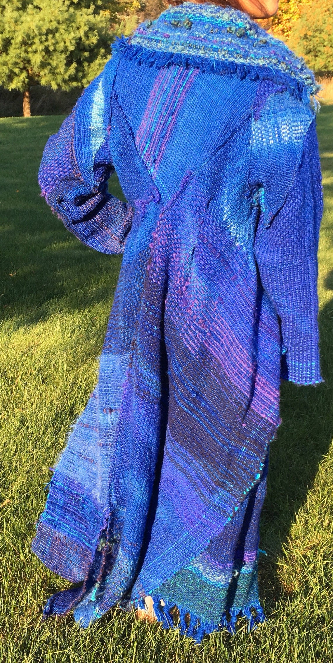 Handwoven Saori full length coat - Etsy Polska