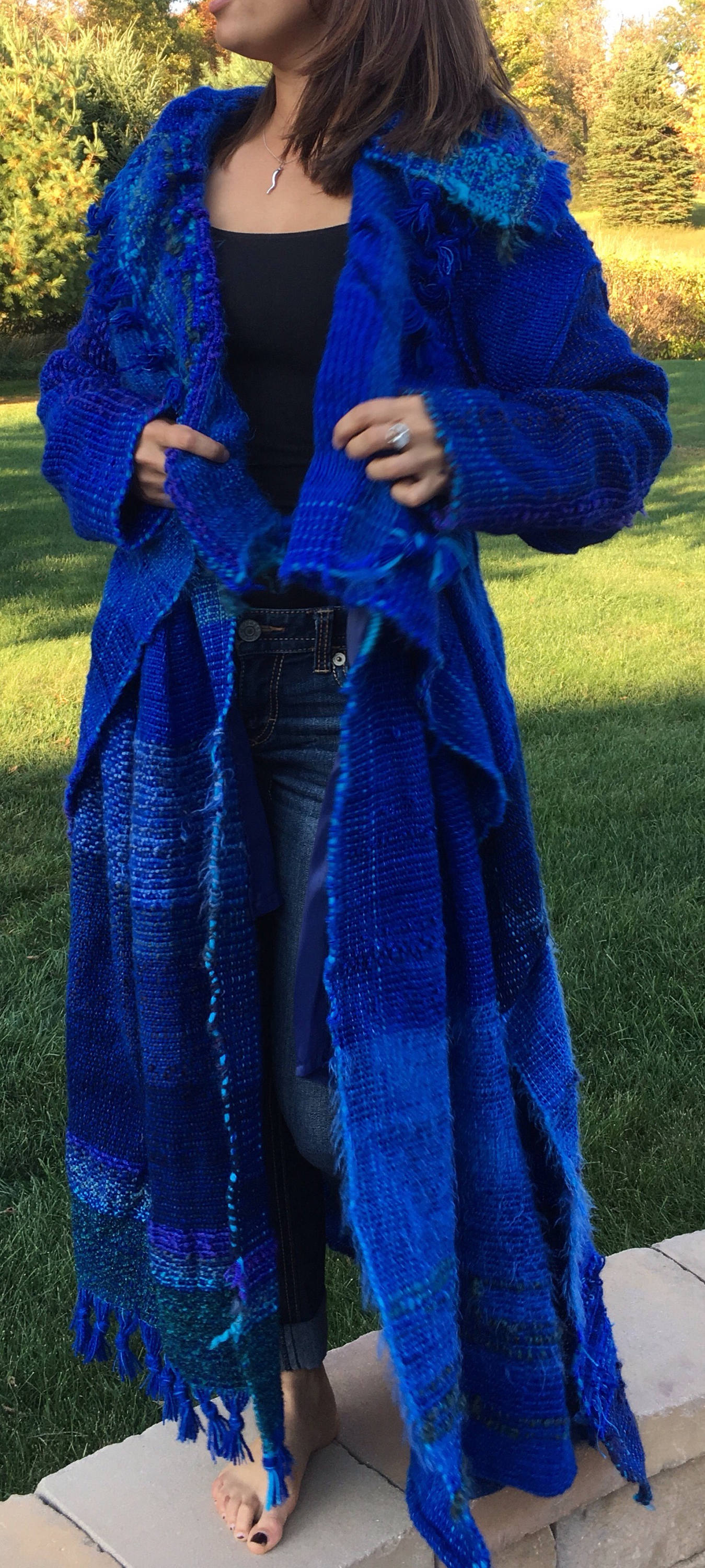 Handwoven Saori Full Length Coat - Etsy