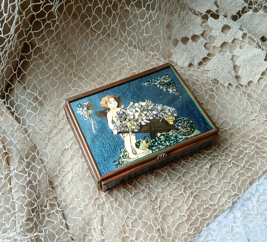 Angel Trinket Box Vermont Artist Thomas Cathey Stained Glass & Mirror ...
