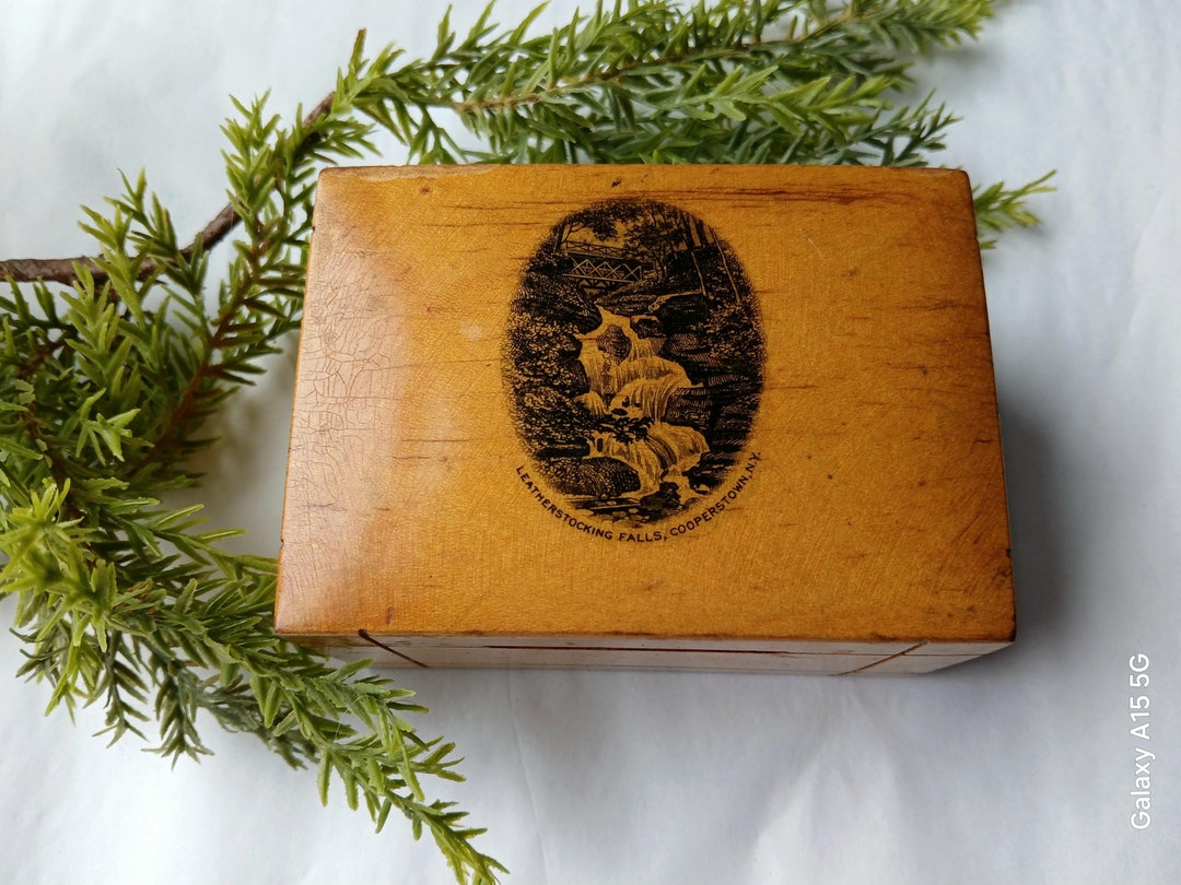 Antique Mauchline Ware Coin Bank leatherstocking Falls, Cooperstown, NY ...