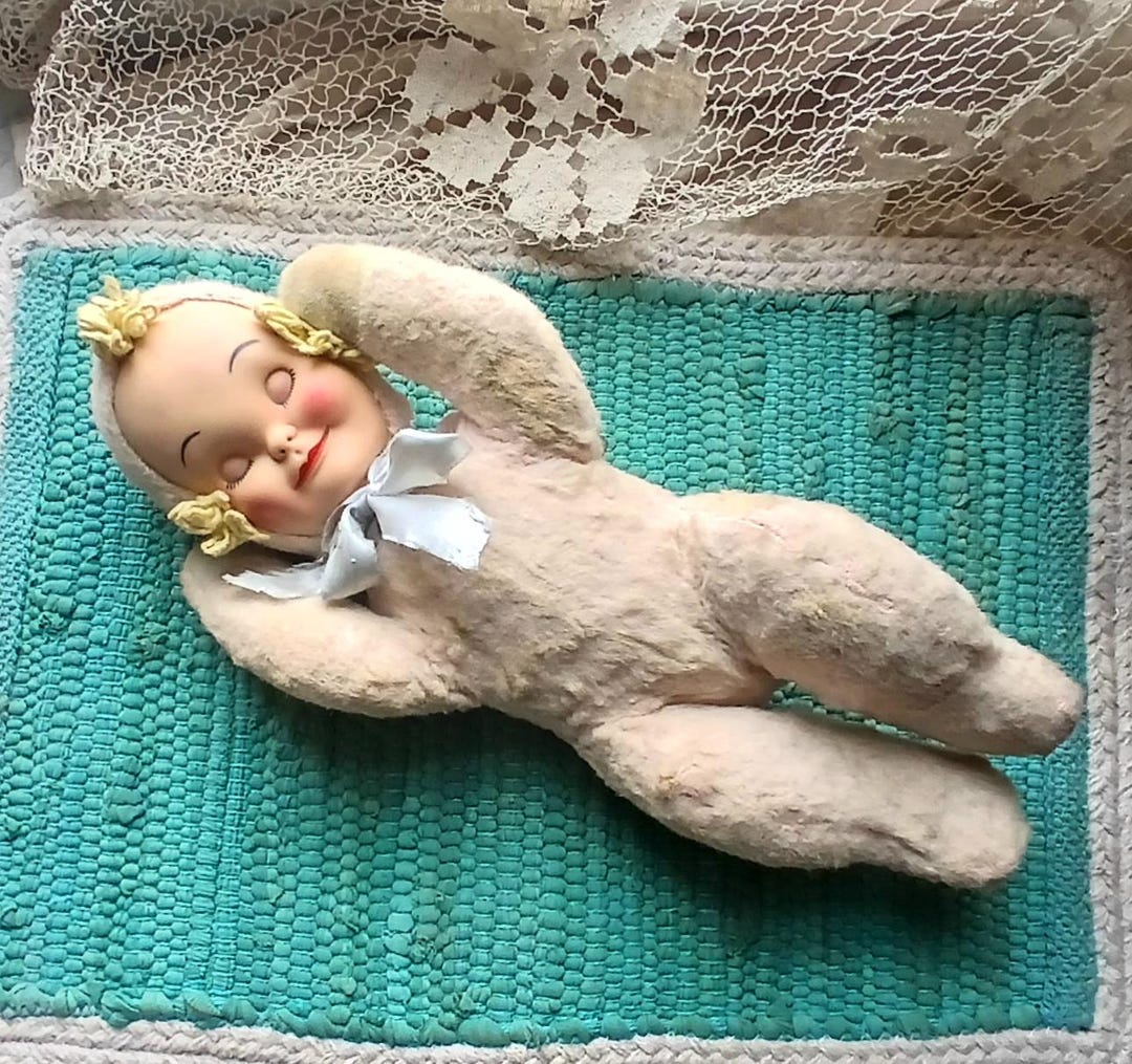 Vintage Knickerbocker "sleepy Head" Doll, Rubber Face, Stuffed Body ...