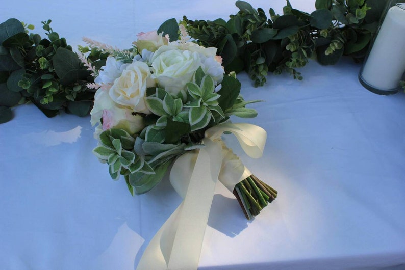 Spring Bouquet in Blush pink white and cream. Garden roses | Etsy