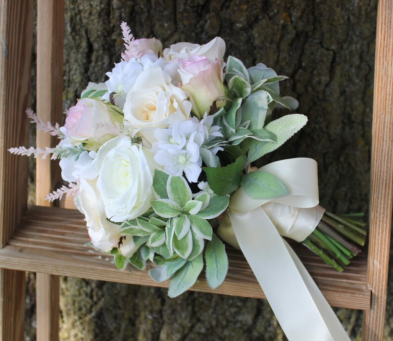Spring Bouquet in Blush pink white and cream. Garden roses | Etsy