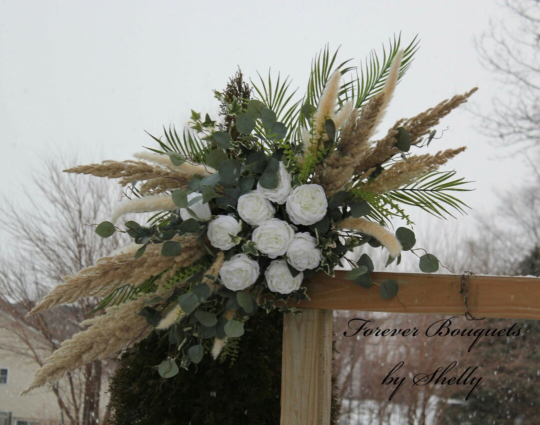 Floral Swag for Arbor or Pergola. Dried Pampas Grass, Eucalyptus ...