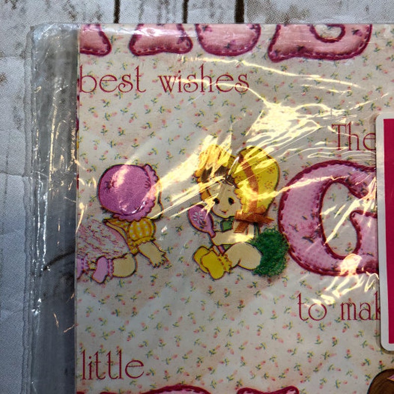 Vintage Gift Wrap, 70s Vintage Baby Shower Wrapping Paper, Girl Baby ...