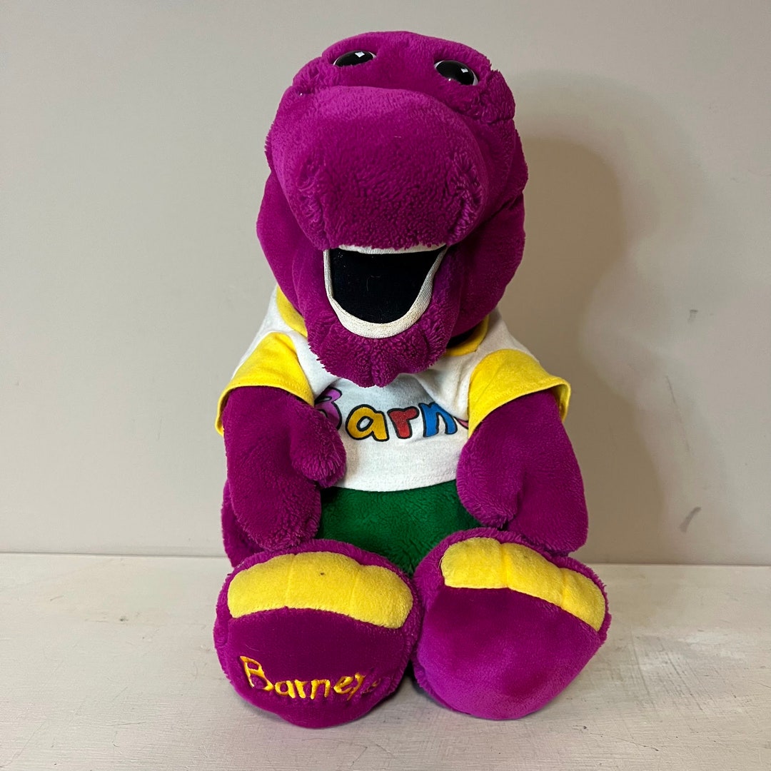 Vintage 90s Barney the Purple Dinosaur W/ T-shirt Medium Plush Toy, 1992 Lyons Dakin, Barney ...
