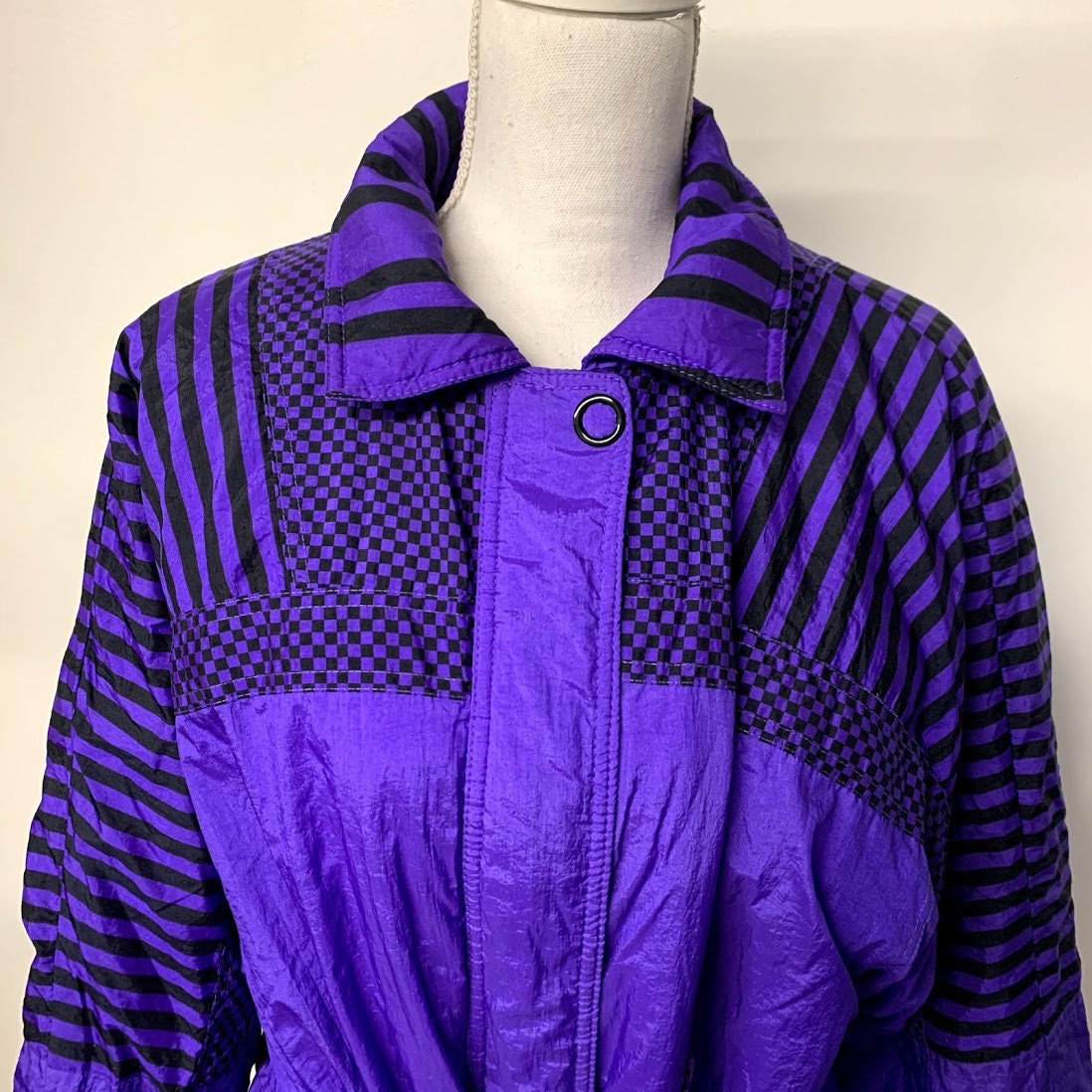 Vintage Purple & Black Color Block Windbreaker Ski Jacket - Etsy