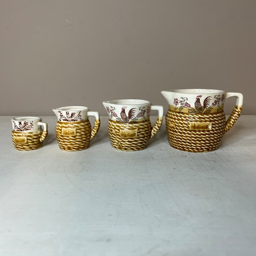 Vintage 1950s Ceramic Measuring Cup Pitcher Set, Vintage Measuring Cups ...