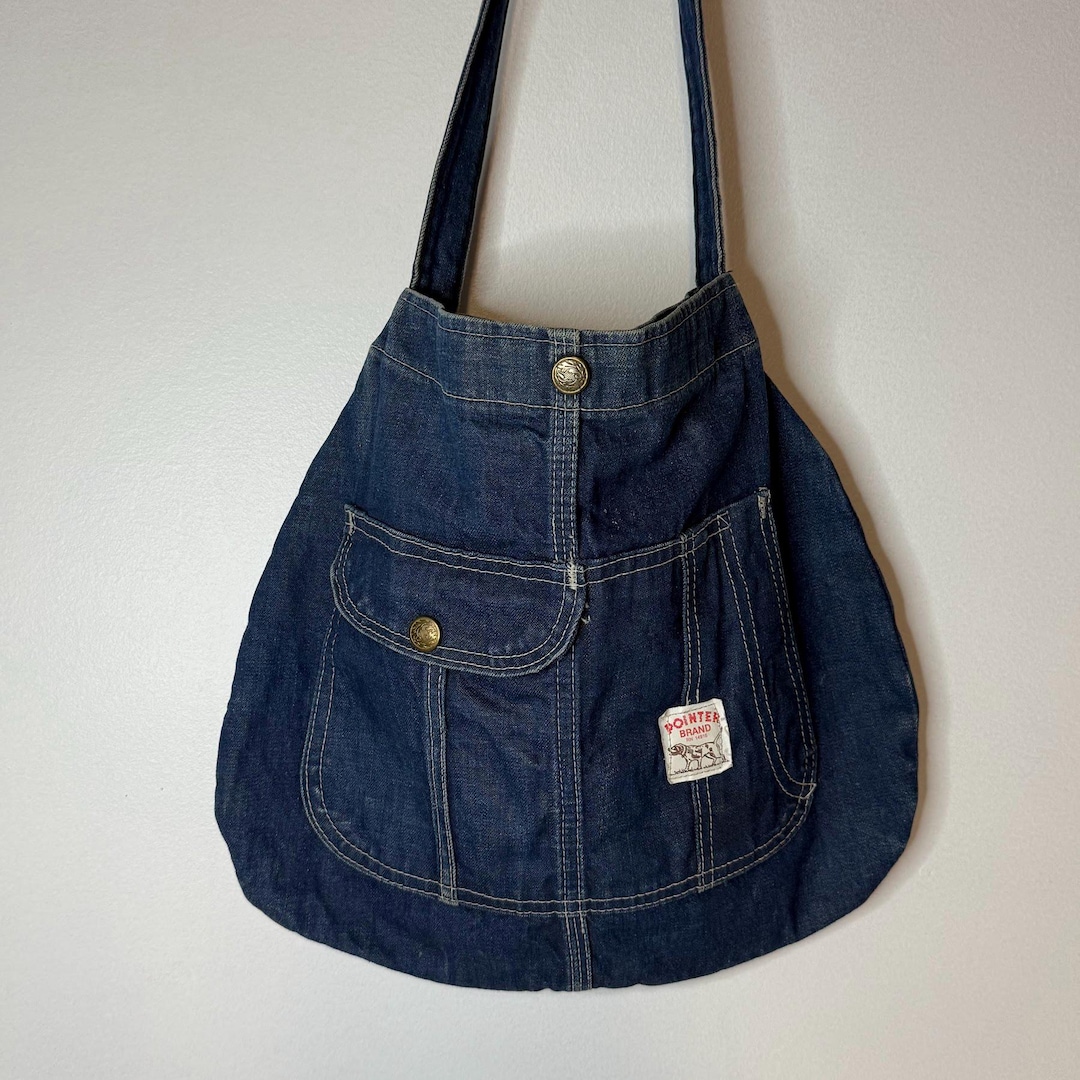 Vintage Pointer Brand Bib Overalls Denim Blue Jean Purse Handbag ...