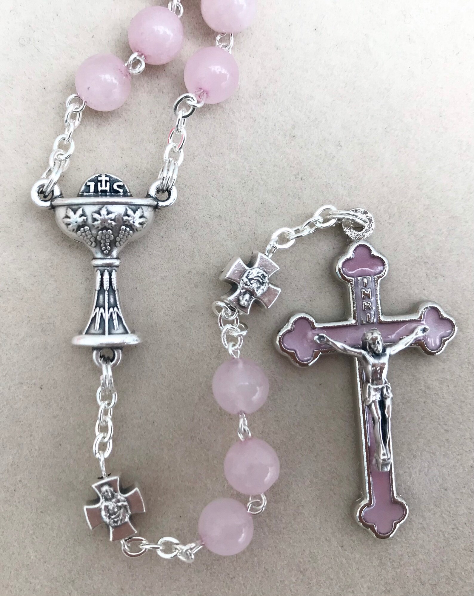 Personalised Rose Quartz Rosary - Etsy