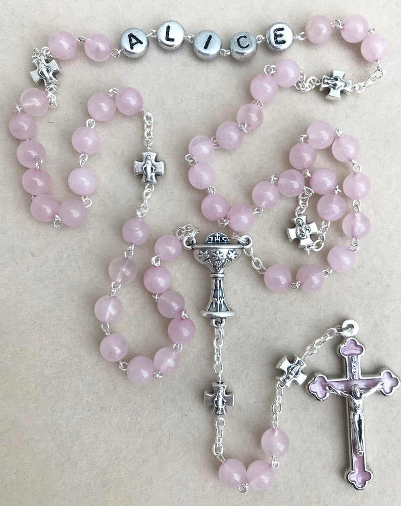 Personalised Rose Quartz Rosary - Etsy