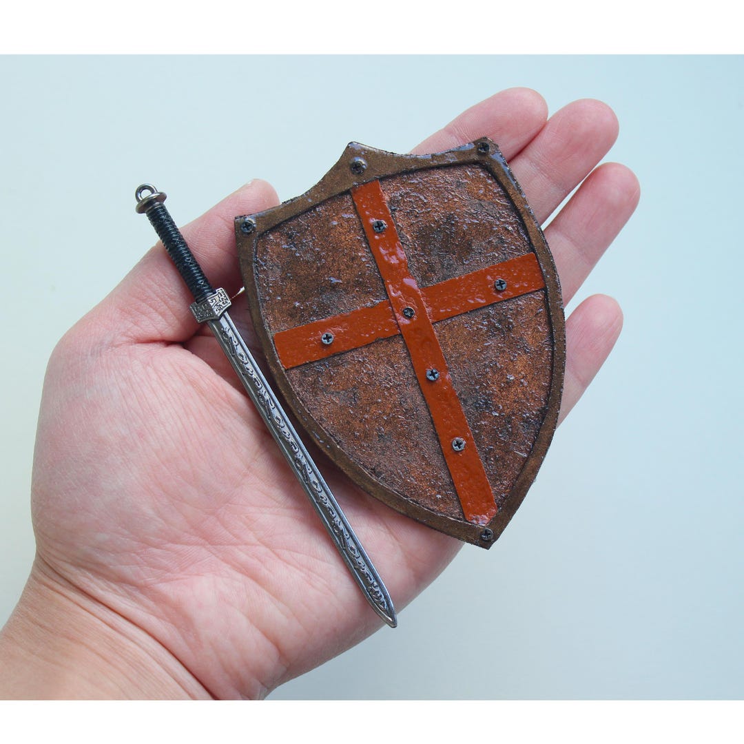 1/6 Scale Handmade Mini Shield Sword Set Model Mini Toy for Action ...
