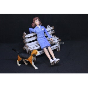 1/12 Scale Bench Old Looking White Wooden Painted Mini Bench Chair ...