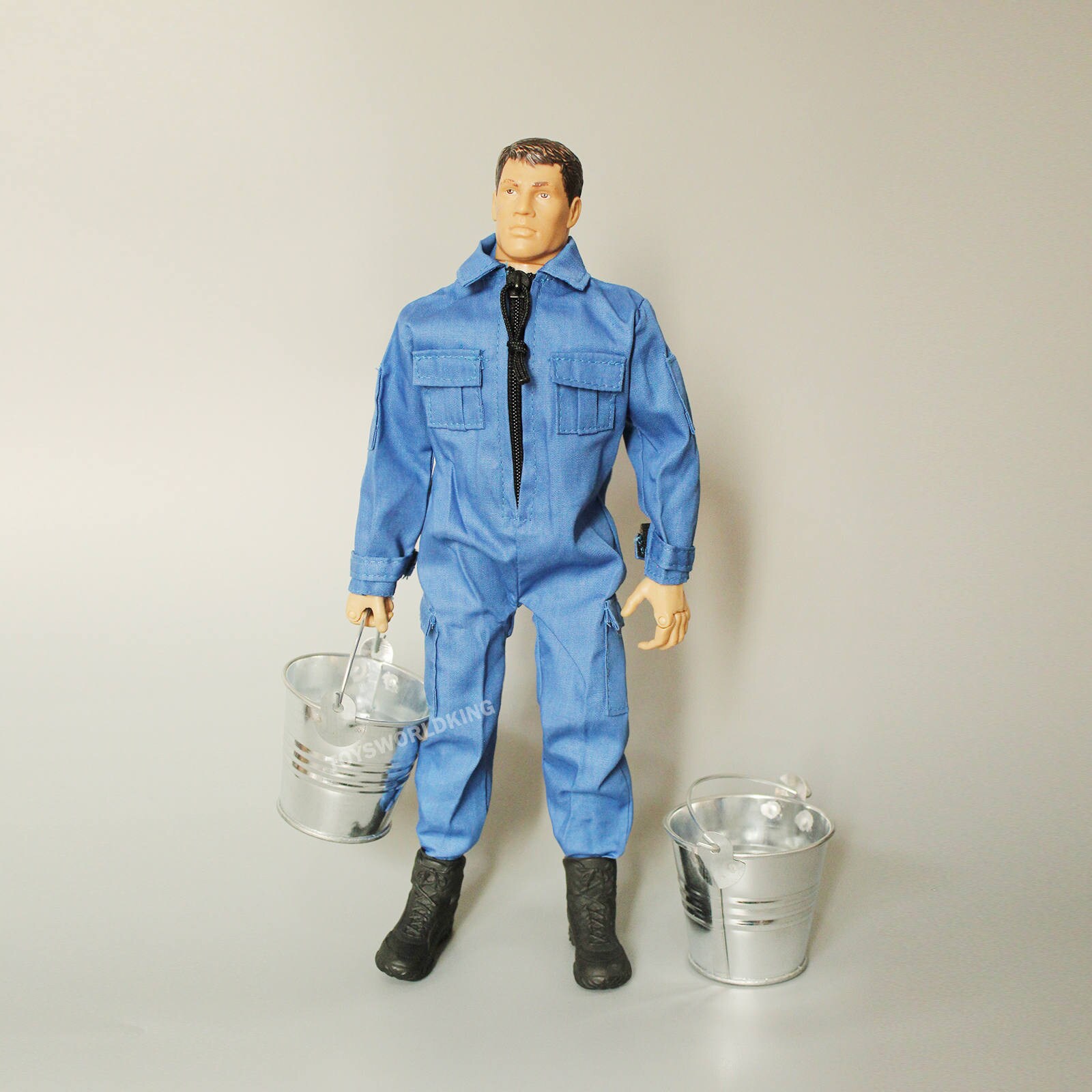 2 X 1:6 Scale Metal Buckets Silvery Color Iron Model Toy Fits 12"in ...