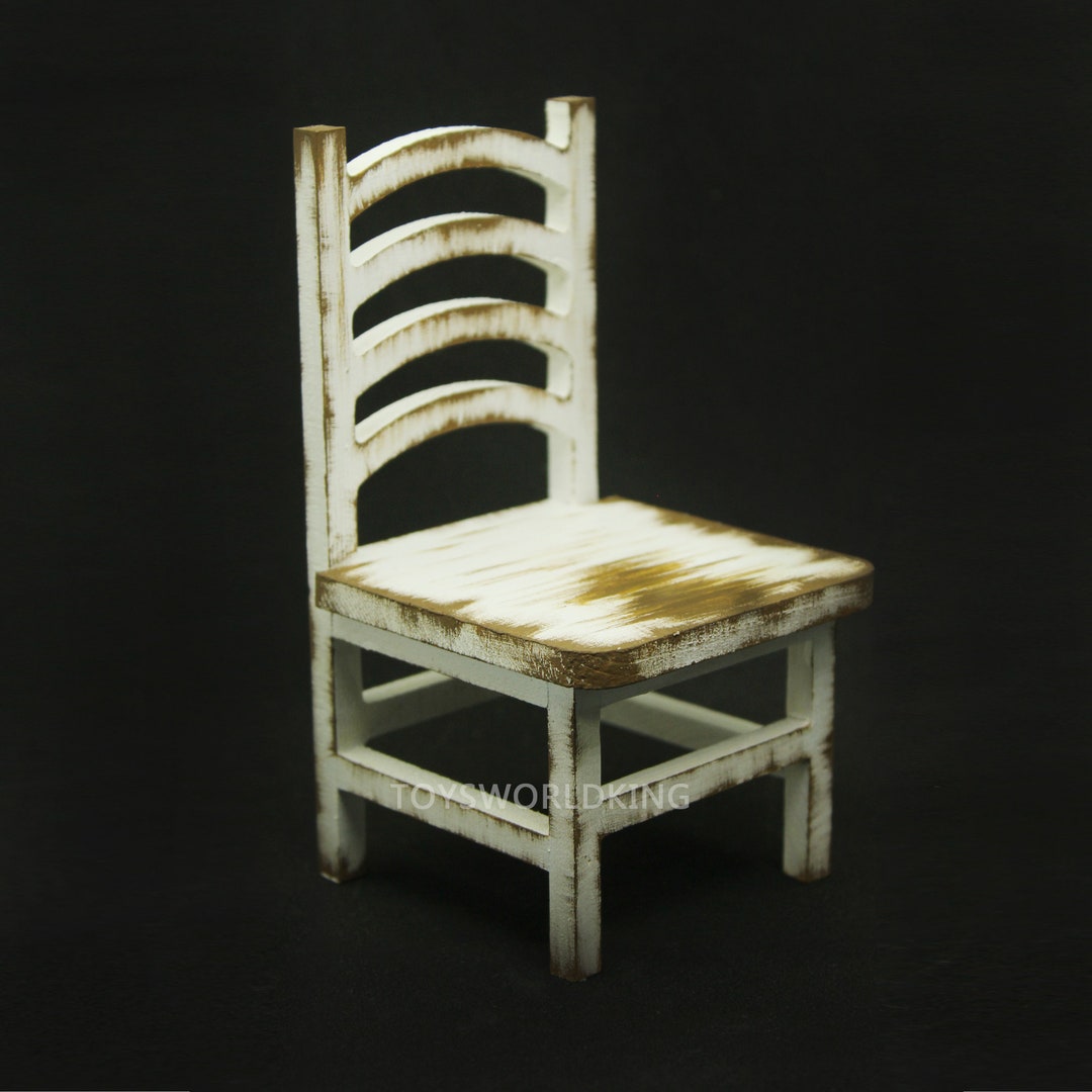 1/6 Scale Chair Old Dirty Looking Painted Wooden Model Mini Toy for 12 ...