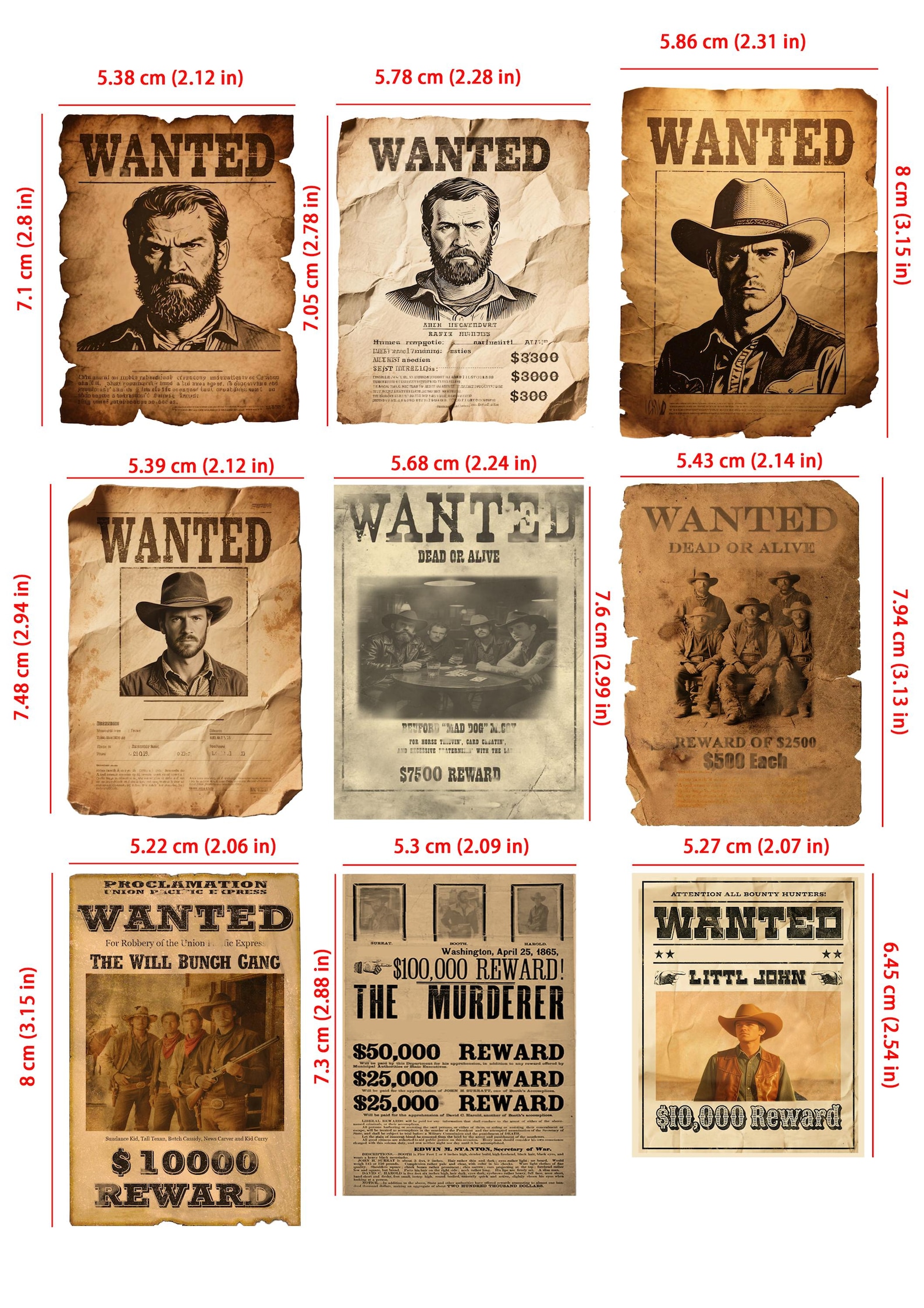 Miniature Wanted Poster Set: 1/6 Scale Wild West Diorama (digital ...