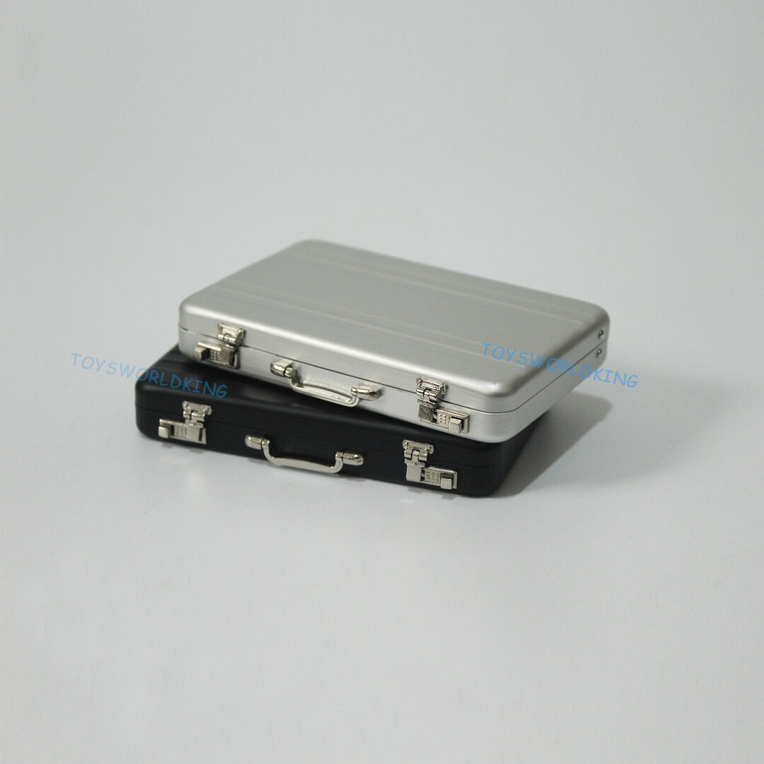 2 X 1:6 Scale Briefcase Suitcase Silvery and Black Metal Model Toy for ...