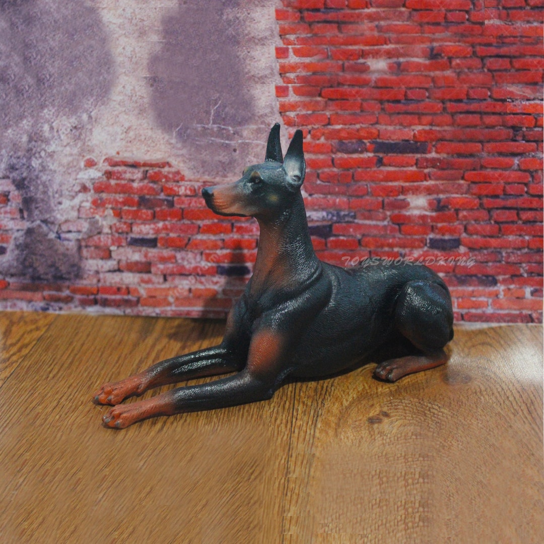 1:6 Scale Small Dobermann Dog Model Figurine Animal Model Toy for Doll ...