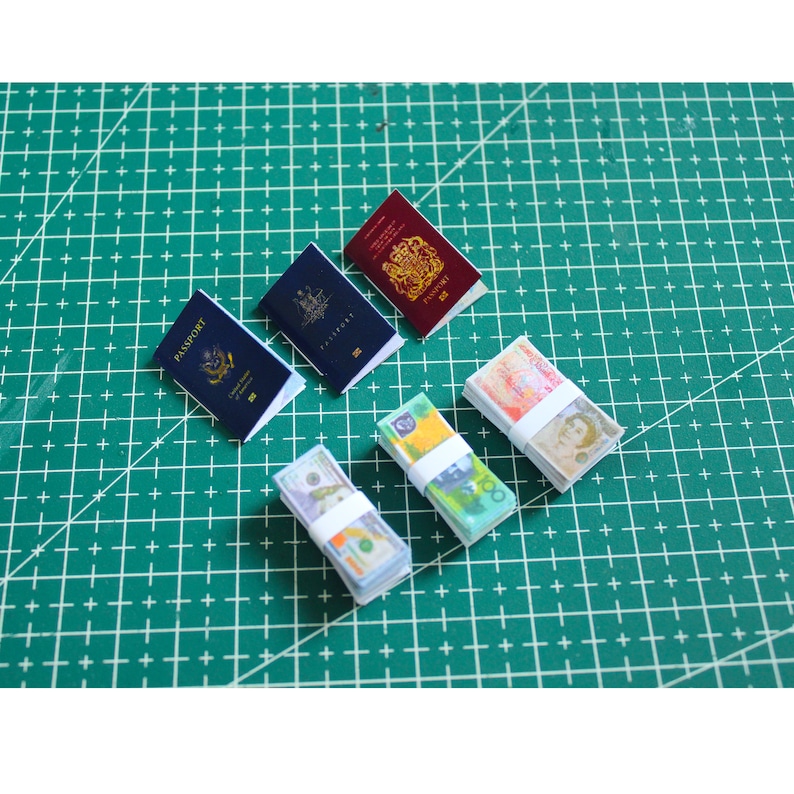 1:6 Scale Passports Cash Bundles Model Handmade Mini Toys Set for Doll ...